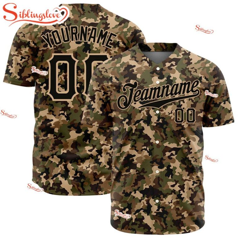 Custom Name Number And Team Digital Camo Brown Baseball Jersey ...