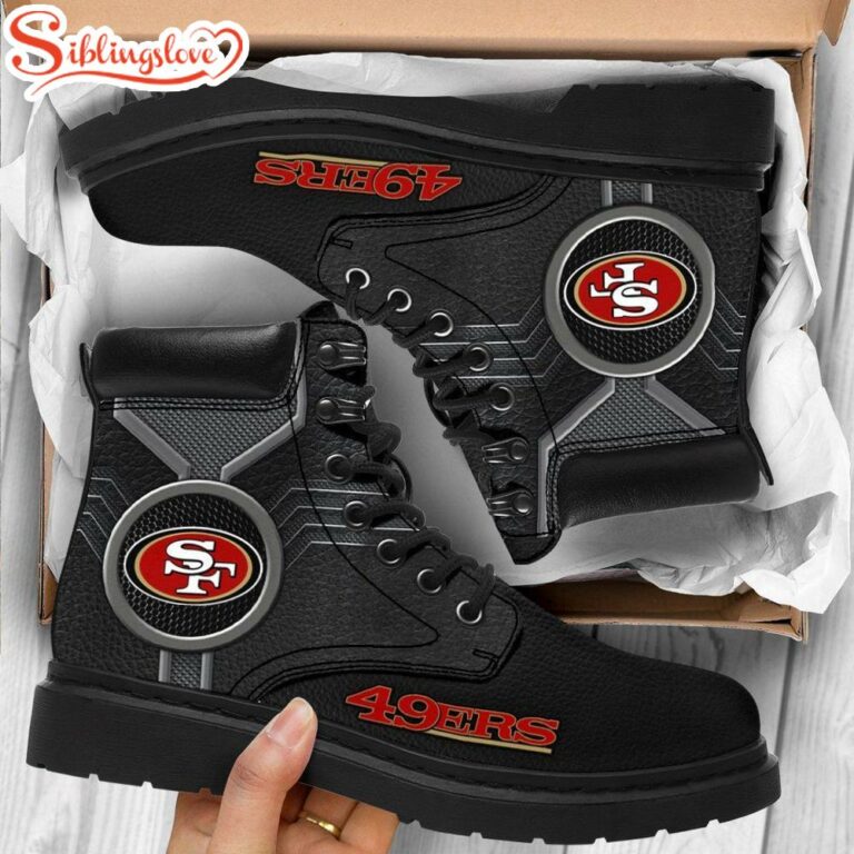 San Francisco 49ers Logo NFL Leather Boot Gift For Fans - Siblinglove