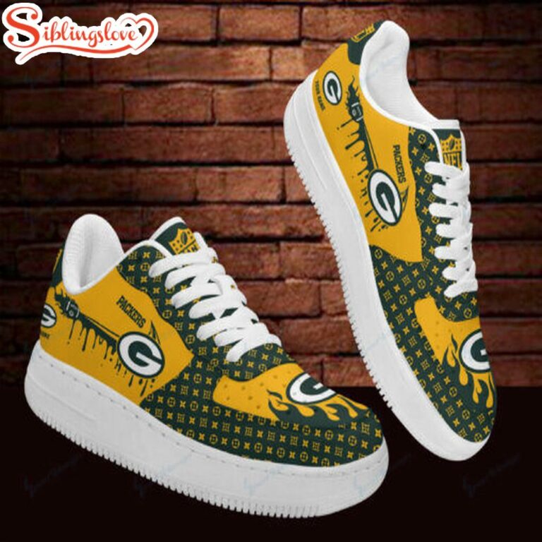 Personalized Name Green Bay Packers Air Force 1 Shoes - Siblinglove
